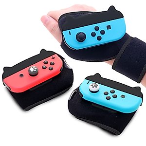 Switch Dance Wrist Strap, Switch Boxing Accessories for Switch Boxing Game with 2 Switch Thumb Grip Caps - Black