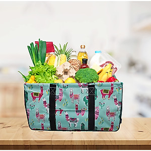 NGIL Extra Large Utility Tote Reusable Grocery Organizing Bag Oversized Collapsible for Storage, Picnic,Car, Beach (Berry Pineapple-navy)