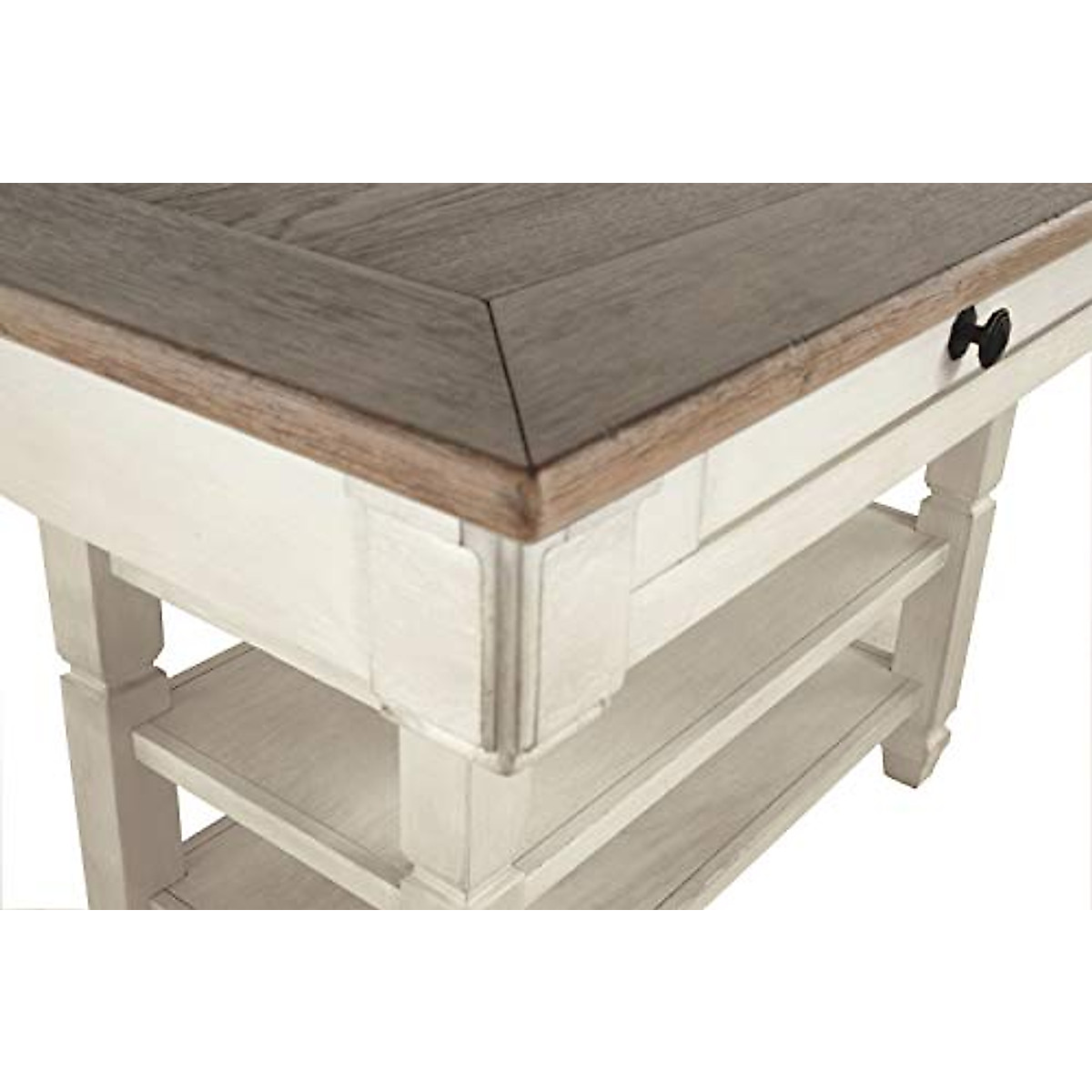 Signature Design by Ashley Bolanburg Farmhouse Counter Height Dining Room Table, White & Brown