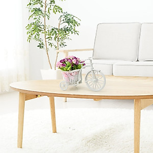 TRIEtree Bicycle Artificial Flower Decor Plant Stand Nostalgic Bicycle Planter Garden Decor for Home Wedding Decoration(Purple)