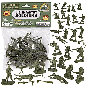 BMC CTS WW2 US Infantry Plastic Army Men - 33pc OD Green 1:32 Soldier Figures