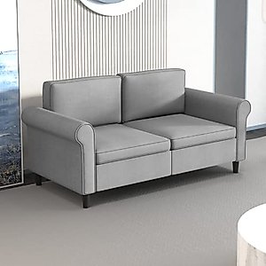 BALUS Upholstered Loveseat Couch for Living Room, Modern Love seat Sofa Furniture with 5.9“ Upholstered Cushion for Apartment/Living Room/Bedroom/Office(Light Grey)