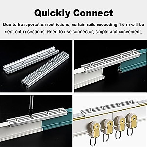 Adhesive Curtain Rod Holders, No Drill Curtain Single Tracks with Roller Hooks and Accessories, Shower Room/Clinics White Tools Curtain Track (Color : Ceiling mount, Size : 8ft/2.5m)