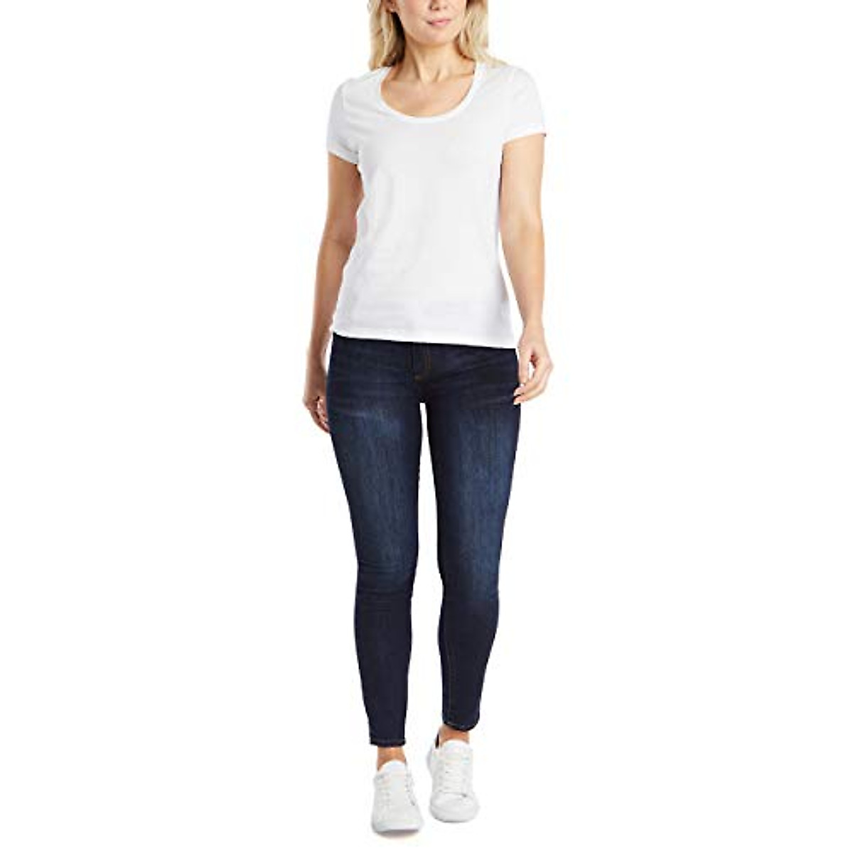 Nautica Women's Easy Comfort Scoop Neck Supersoft 100% Cotton Solid T-Shirt, Bright White, Large