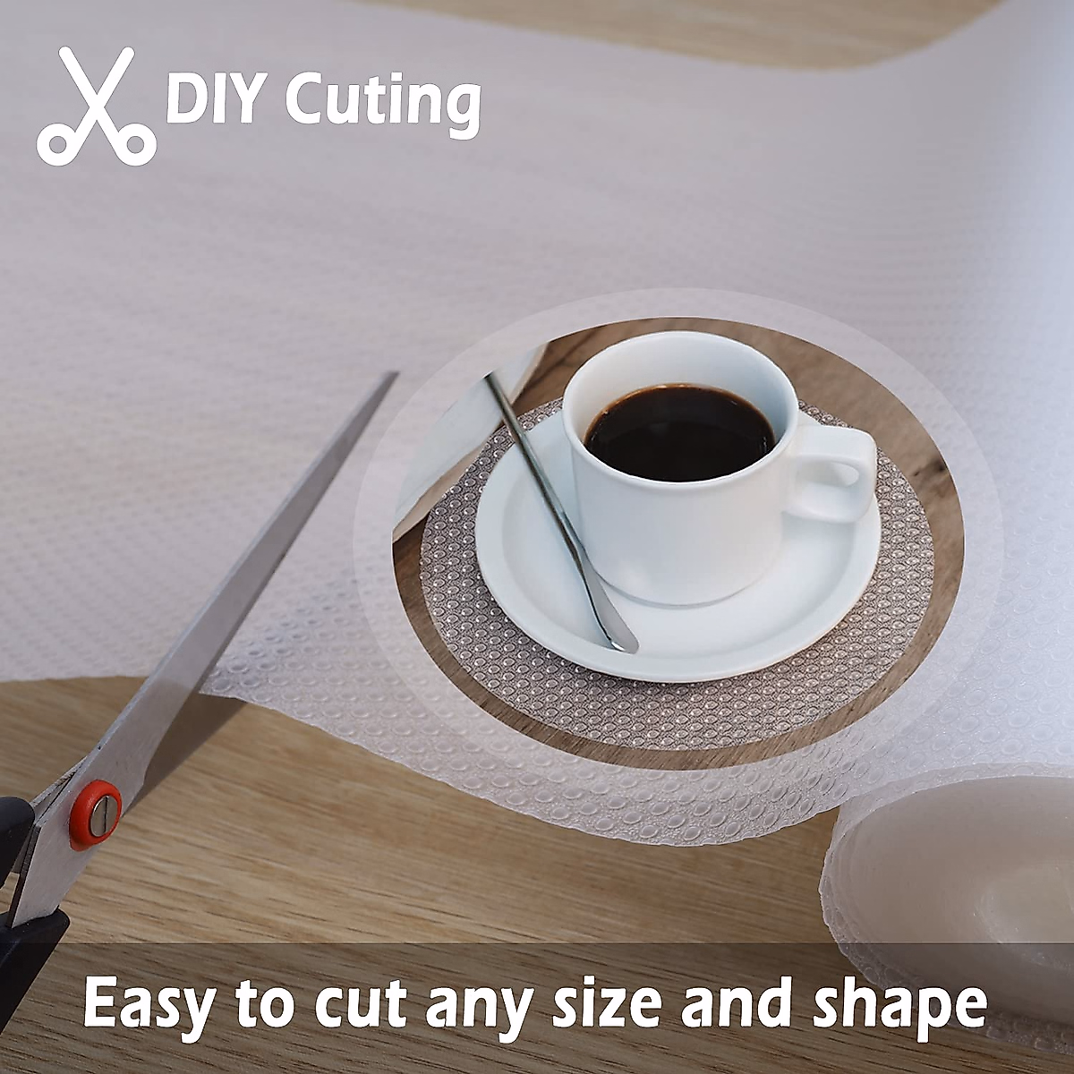 Shelf Liner, Raydior Drawer Liner Non-Slip Washable, 12in×20Ft Cabinet Liner Non-Adhesive Shelf Liners for Kitchen Cabinets, Wire Shelves, Refrigerator Liners Come with 6pcs Drawer Divider (Clear)