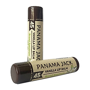 Panama Jack Sunscreen Lip Balm - SPF 45, Broad Spectrum UVA-UVB Sunscreen Protection, Prevents & Soothes Dry, Chapped Lips, Vanilla, 3-pack