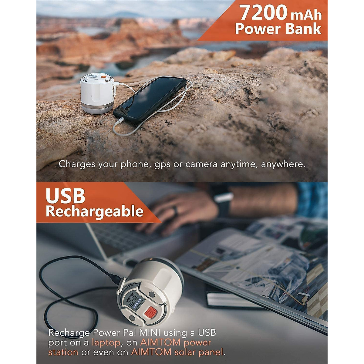 AIMTOM Power Pal MINI Multifunction LED Lantern M7200 + Power Pal X 155Wh Portable Solar Generator SPS-155