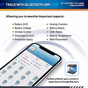 ExpertPower 12V 100Ah PRO Lithium LiFePO4 Deep Cycle Rechargeable Battery | Bluetooth & Self Heating | 7000 Life Cycles & 10-Year Lifetime | Perfect for RV, Solar, Marine, Overland, Off-Grid
