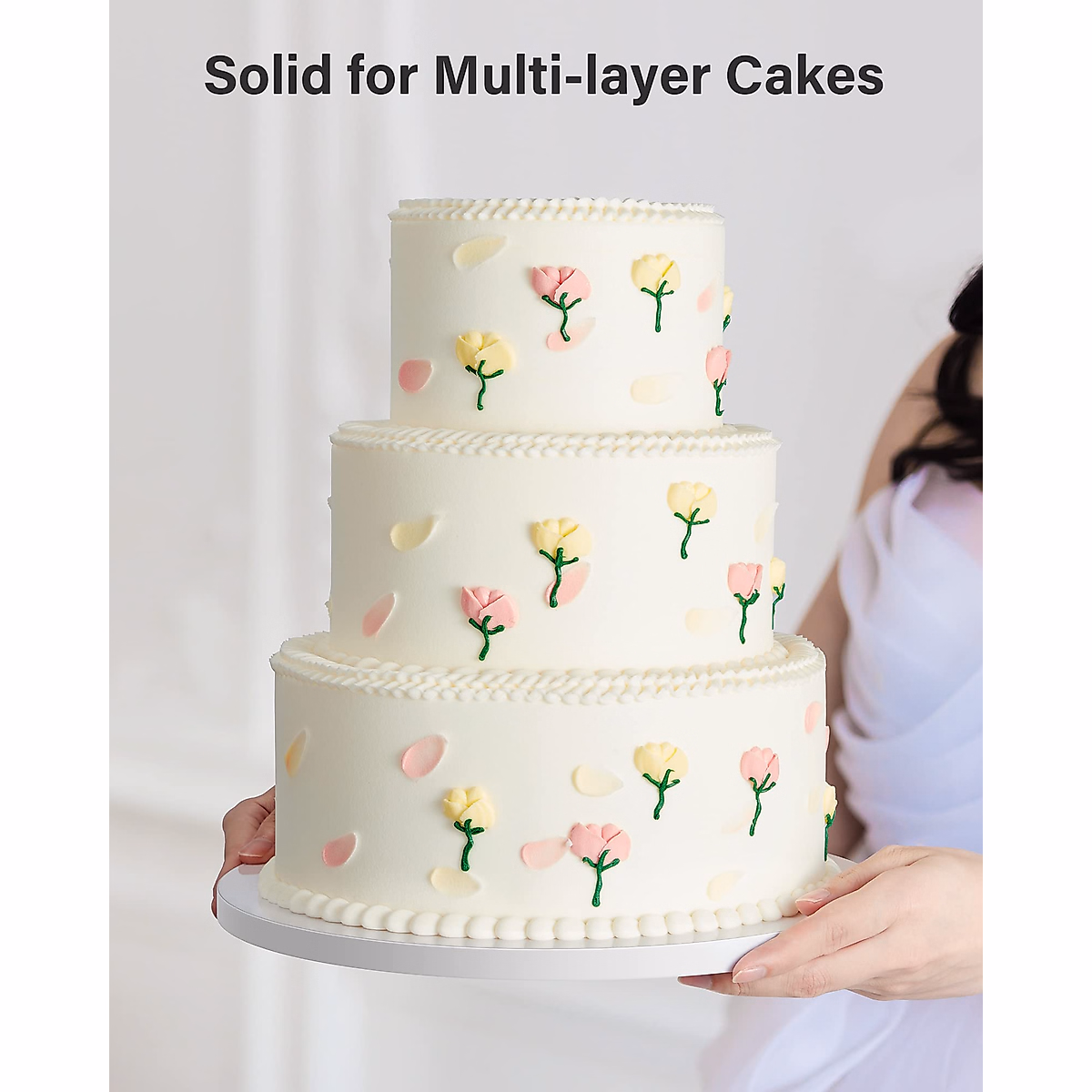 Kootek Cake Boards Drum 14 Inch Round, 1/2" Thick Cake Drums, Cake Decorating Supplies White 12 Pack Sturdy Cake Corrugated Cardboard for Multi-Layer Cakes