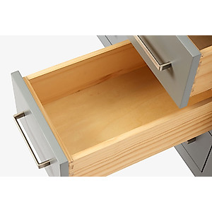 ARIEL 61" Grey Bathroom Vanity with Italian Carrara Marble Countertop & Backsplash, Center Oval Sink, 2 Soft Closing Doors, 9 Full Extension Dovetail Drawers, Brushed Nickel