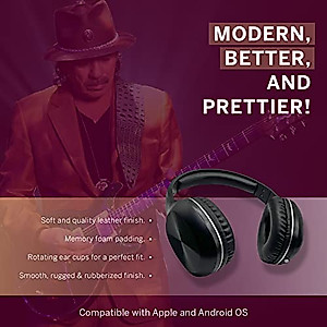 Santana OYE by Carlos Santana, Active Noise Cancelling Over-Ear Headphones, Bluetooth Headset with Microphone & 40mm Drivers for Thundering Bass, Folding Headphone with Plush Protein Earpads, Black