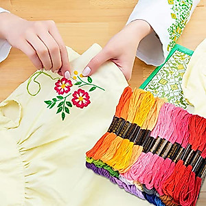 VICOVI 50 Skeins Embroidery Floss Rainbow Colors 30 Skeins White & Black Embroidery Thread for Friendship Bracelet String Cross Stitch DIY String Art with 10 PCS Floss Bobbins