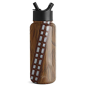 Simple Modern Star Wars Chewbacca Water Bottle with Straw Lid Vacuum Insulated Stainless Steel Metal Thermos | Gifts for Women Men Reusable Leak Proof Flask | Summit Collection | 32oz Chewbacca