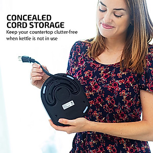 Ovente Glass Electric Kettle Hot Water Boiler 1.7 Liter ProntoFill Tech Portable Kettle w/ Set Temperature Control, 1500W Keep Warm BPA Free w/ Stainless Steel Base - KG733S + Glass Tea Pot Infuser