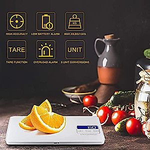 MegaWise Precision Food Scale, 33lb Waterproof Rechargeable Digital Kitchen Scale, 1g/0.04oz Precise Graduation, Weight Grams and Ounces for Cooking Baking, 5 Units Conversion, Tare Function