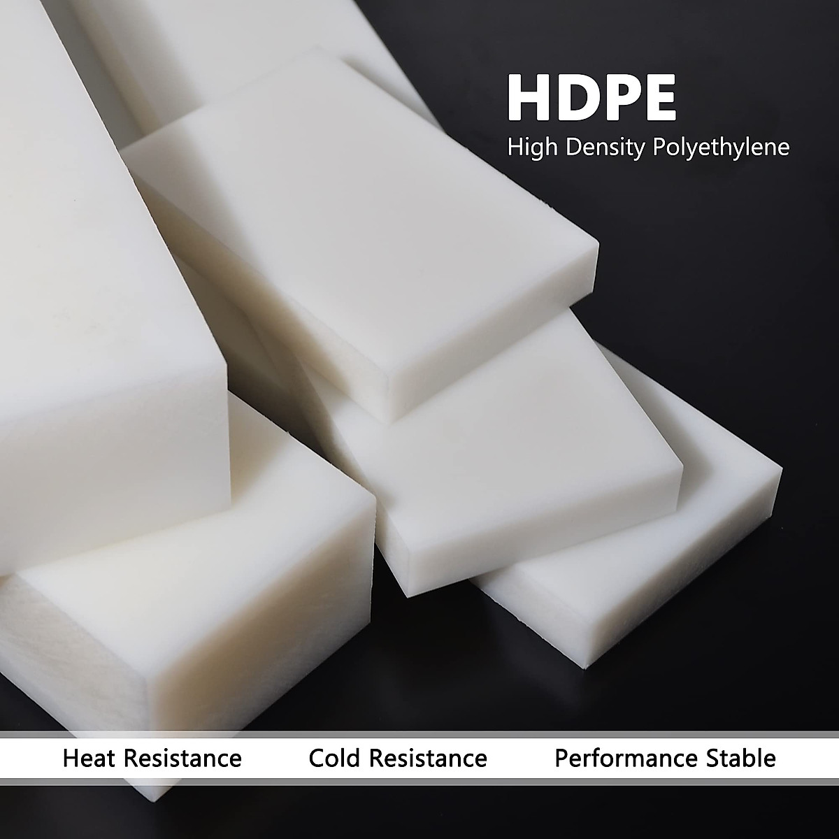 HDPE Block White PE Polyethylene Rectangular Solid Plastic Tapping Block High Density Sheet Great for DIY Projects for Machining Home Floor Improvement （3/4" x 4-½" x 3"）