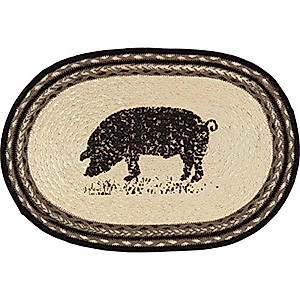 for Farmhouse Chic Black Pig Placemat Jute Braided Table Doily Candle Place Mat Area Home & Garden