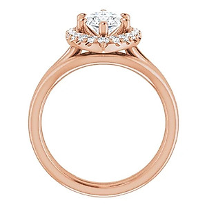 Marquise Moissanite Engagement Ring Set 2 CT Handmade 14K Solid Rose Gold Rings for Women Solitaire Colorless Diamond Anniversary Halo Bridal Wedding Ring Proposal Gifts VVS1 Colorless