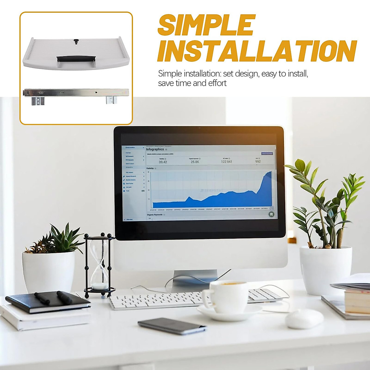 Angoily 1 Set Keyboard Tray Drawer Plastic Trays Office Desk Accessories Desk Tray Keyboard Holder Keyboard Shelf Under Desk Sliding Keyboard Under Desk Mount Slider Table Abs