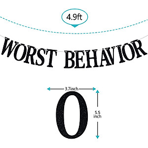 Black Glitter Worst Behavior Banner, Drake Party Decor, Baby Shower/Bridal Shower/Wedding/Birthday Party Decoration Supplies, Photo Backdrop