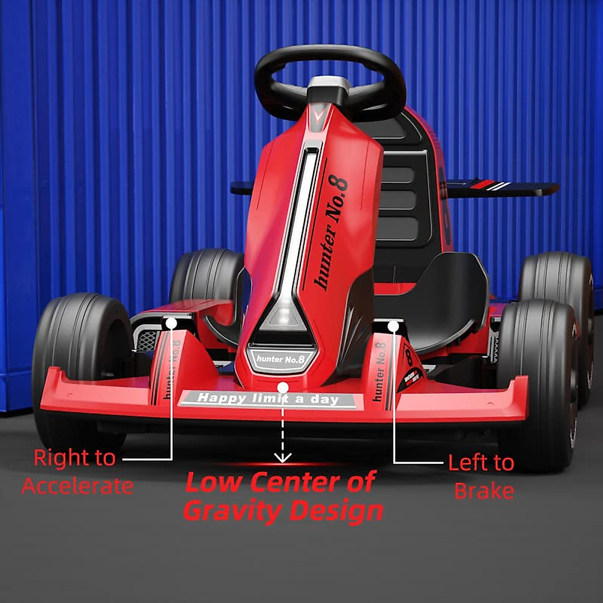 KORIMEFA Go Kart for Kids Go Carts for Kids Ages 4-8 Kids Pedal Go Kart Big Wheels for Kids Boys Girls with Bluetooth/Fm Adjustable& Remote Control