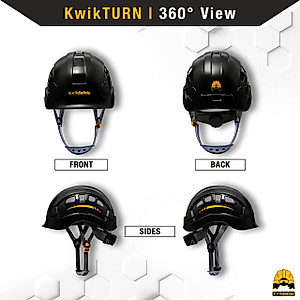 KwikSafety - Charlotte, NC - Armadillo Hard Hat [10 Cooling Vents] Type 1 Class C ANSI OSHA Hard Hats Comfortable 6 Point Suspension Safety Helmet Men Cushioned Sweatband Construction Men/Black