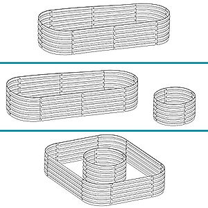 Sunnydaze Oval Raised Garden Bed - Galvalume Steel Vegetable or Flower Bed Kit - Stackable Backyard Planter Box with Rubber Edge Trim - 62.5" - Brown