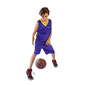 Premium Boys' Basketball Jerseys Shirt Sports Shirts and Athletic Shorts Set for Youth Kids Age 4-12 Team Uniforms -Bask-Pur-M