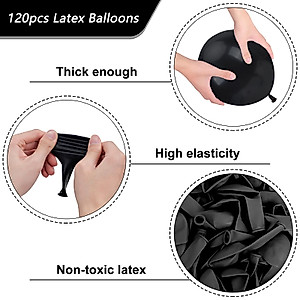 RUBFAC 120pcs Black Balloons 12 Inches Latex Balloons, Matte Black Balloons for Birthday Baby Shower Graduation Anniversary Wedding Party Supplies Garland Arch Decoration