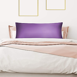 uxcell Satin Body Pillow Case, Purple Silky Body Pillowcases for Hair and Skin, 21x54 Long Pillow Covers with Zipper Closure