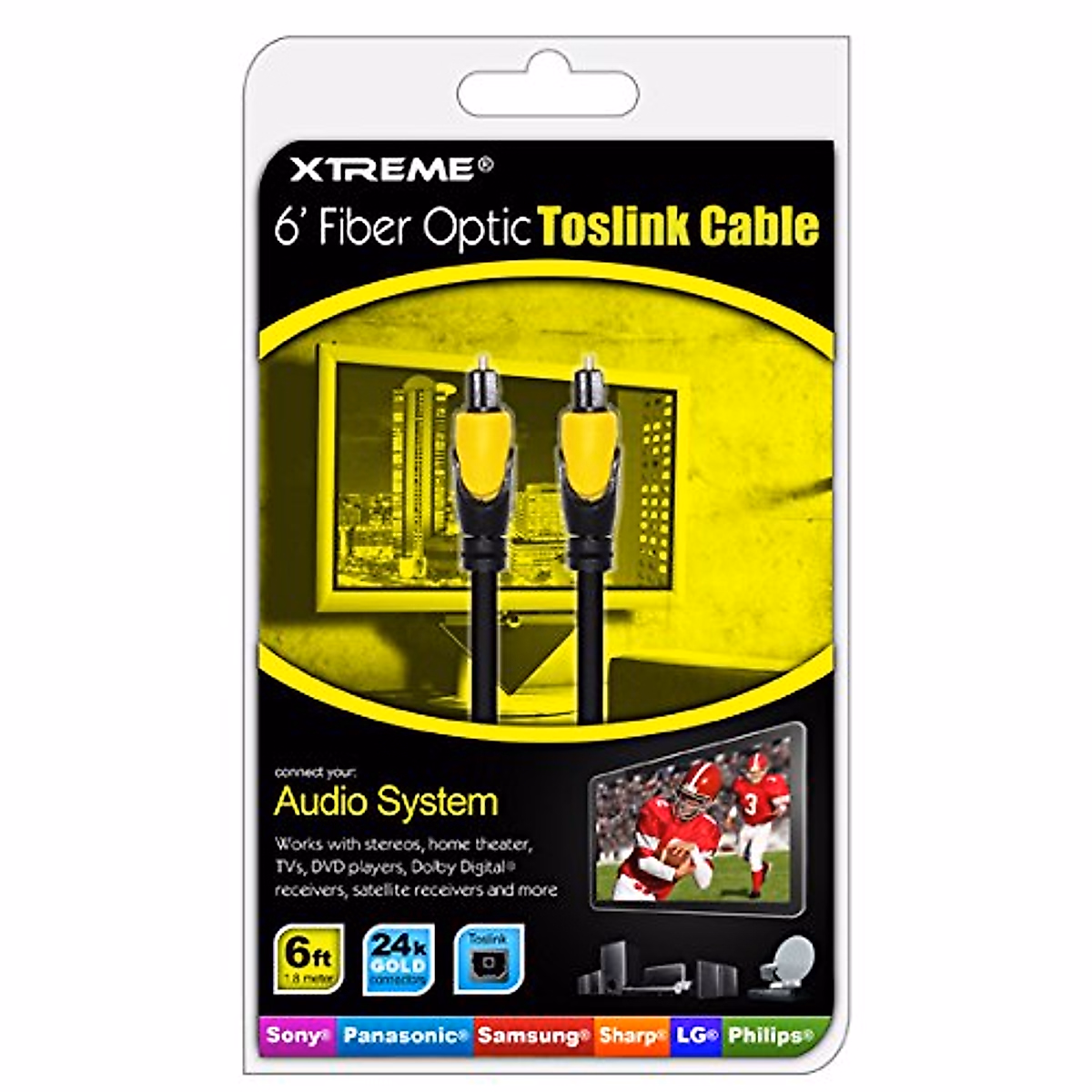 Xtreme 73506 6-Feet Fiber Optic Toslink Cable Connect Any Audio System to Your HDTV