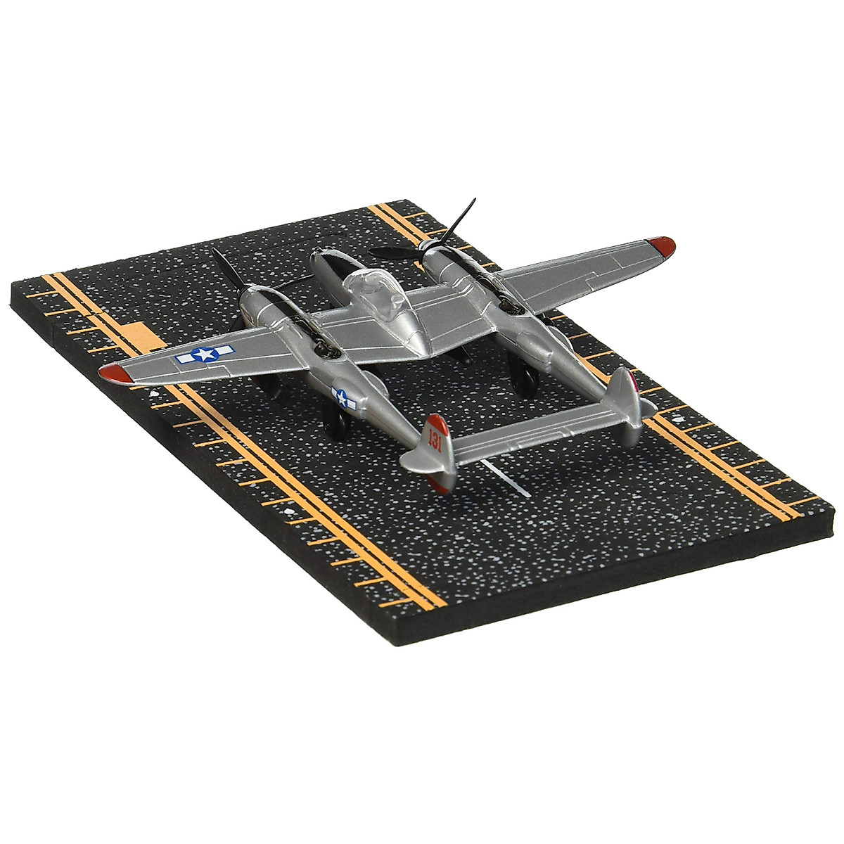 Hot Wings Planes P-38 Lightning with Connectible Runway Die Cast Plane,Grey