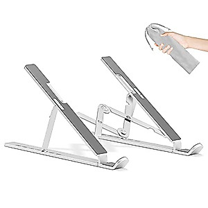 ZSIMC Laptop Stand, Adjustable Aluminum Foldable Portable Holder, Upgrade Whole Anti-Slip Silicone Pad, Laptop Riser for Desk Compatible with MacBook Air pro, iPad, Lenovo, 10-15.6” Laptop and Tablet
