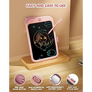 10 Inch Dinosaur Writing Tablet for Kids - Educational Travel Toy, Birthday Gift for 3-9 Year Old Boys and Girls (Pink)