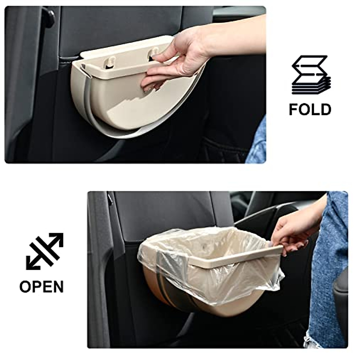 SMLJFO Small Hanging Folding Trash Can, Collapsible Trash Can for Car Camping Wall Mounted Folding Waste Bin Garbage Can Holder for Kitchen Cabinet Door