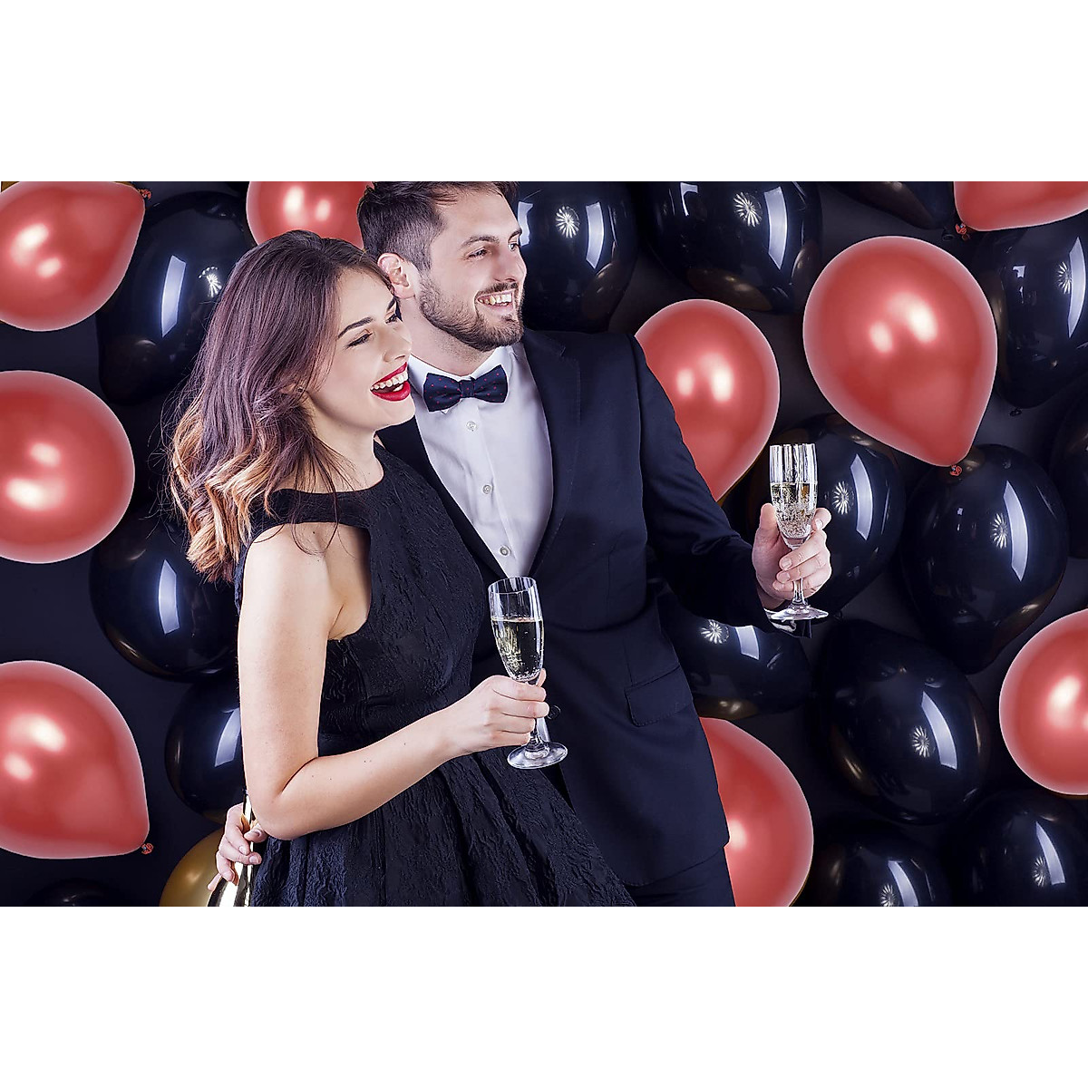 Toylin Red and Black Birthday Decorations Party Supplies Set,Black Gold Confetti Balloons Gold curtain for Baby Shower Wedding Birthday Graduation Anniversary Bachelorette Party Decorations