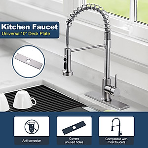 iVIGA 10" Sink Faucet Hole Cover Deck Plate for Bathroom & Kitchen Vanity Sink, Faucet Brushed Nickel Escutcheon Plate Stainless Steel Outside Faucet Cover Cap Rectangle Mixer Tap