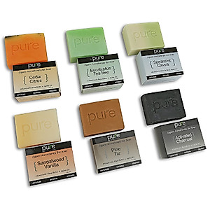 Luxury Triple Milled Mens Gift Set Handmade Soap Bar. Artisan Soap Cold Process Soap Bar! Men Gift Set includes Tea Tree, Cedar, Sandalwood, Charcoal, Spearmint & Pine Tar Soap Natural Bar Soap Set