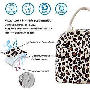 EurCross Leopard Lunch Bag for Women for Work or Daily Use,High Grade Canvas for Adults Lunch Bento Box Tote Bag with Insulated liner