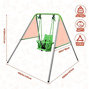 Toddler Swing, Swing for Baby with Safety Belt Seat and Foldable Metal Stand, Infant Swing Set for Backyard Indoor Outdoor Play, Baby Swing for Toddlers Age 1-3 at Home