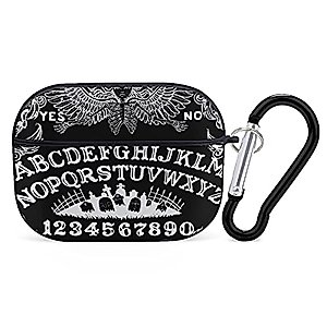 Smooth Headphone Case Cover Compatible with AirPods Pro Case Witch Board Black Gothic Goth Occult Witchcraft, Soft Plastic Skin Case Cover Shockproof Protective Case Cover with Keychain