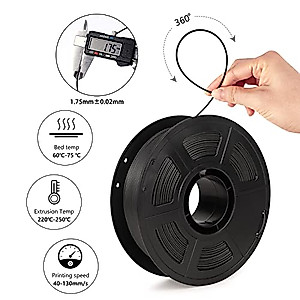 iSANGHU Carbon Fiber PETG Filament 1.75 +/-0.02mm, Upgraded Black PETG CF 3D Printer Filament, Lightweight High Strength, Good Layer Adhesion, Moisture Free, 3D Filament for Most FDM 3D Printers 1KG