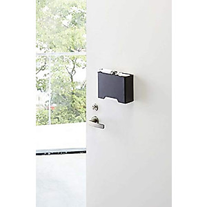 YAMAZAKI Home Dispenser with Lid | Hygiene Station | Magnetic, Free-Standing | Steel | Face Mask Storage, One Size, Black