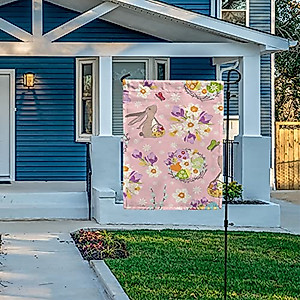 My Little Nest Seasonal Garden Flag Easter Rabbit Flowers Basket Double Sided Vertical Garden Flags for Home Yard Holiday Flag Outdoor Decoration Farmhouse Banner 12"x18"