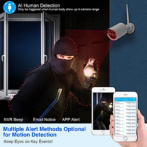 10CH Expandable Wireless Security Camera System with 10.1" Monitor 4pcs 3MP Indoor Outdoor Camera 1-Way Audio Night Vision Motion Detection Home Business CCTV Surveillance 1TB HDD