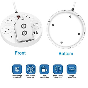 Surge Protector Power Strip Tower, KingTSYU Power Strip Extension Cord with USB C Ports, 4 Outlets and 15W Wireless Charger, USB C PD Power Delivery for Home/Office/Travel (PD 20W)