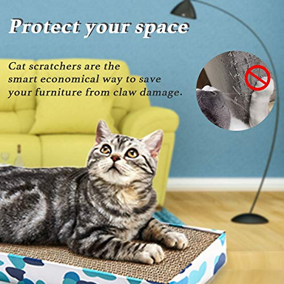 PEEKAB Cat Scratcher Cardboard Reversible Cat cat Scratch Pad Kitty Corrugated Scratching Bed Catnip Included (3 Pack)