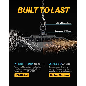 Sunco UFO LED High Bay Light, Lighting for Warehouse, 6000K Daylight Deluxe, 240W, 34800 LM, 100-277V, Dimmable 0-10V, IP65 Waterproof Weatherproof, Super Bright, UL 2 Pack