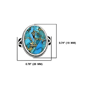 YoTreasure Blue Copper Turquoise Chunky Ring 925 Sterling Silver