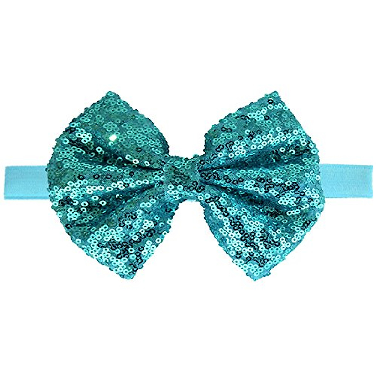 CÉLLOT 15pcs Baby Girl Headbands Sparkly Glitter Sequins 4" Big Hair Bows Ribbon Soft Stretchy Hair Bands for Infant Newborn and Toddlers